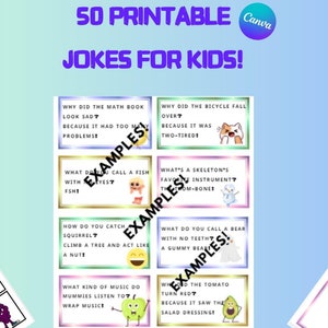 50 Colorful Printable Joke Cards for Kids for Calendars and Lunchboxes ...