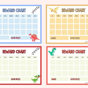 Kids Toddler Preschool 6 Dinosaur Rewards Chart Editable Printable ...