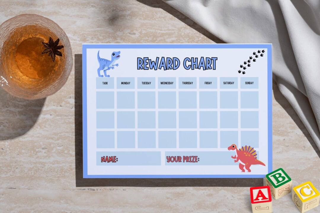 Kids Toddler Preschool 6 Dinosaur Rewards Chart Editable Printable ...