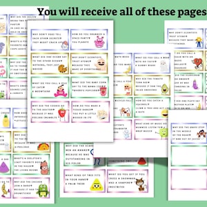 50 Colorful Printable Joke Cards for Kids for Calendars and Lunchboxes ...