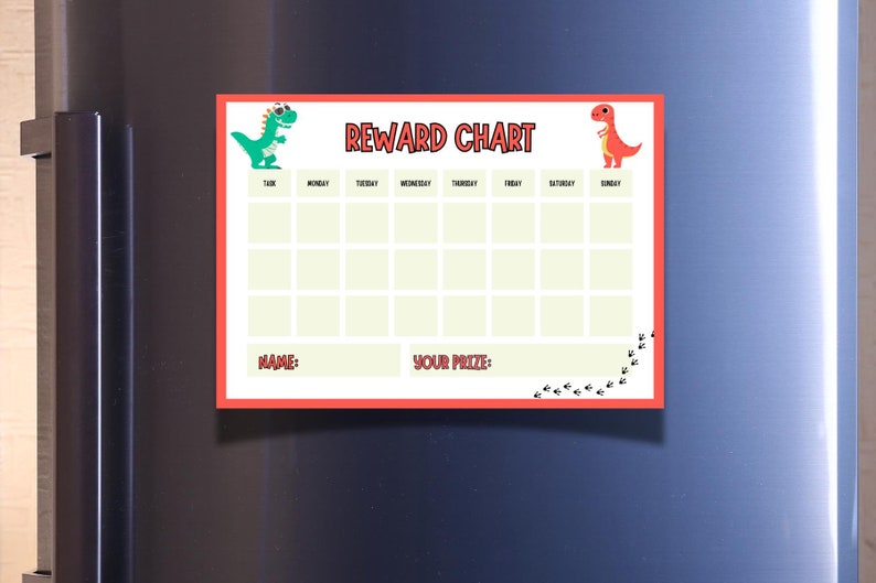 Kids Toddler Preschool 6 Dinosaur Rewards Chart Editable Printable ...
