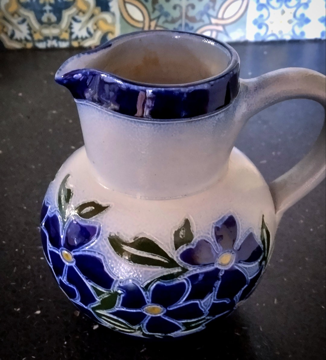 Vintage Handmade Cobalt Blue Salt Glaze Pitcher. Small Jug. Vintage ...