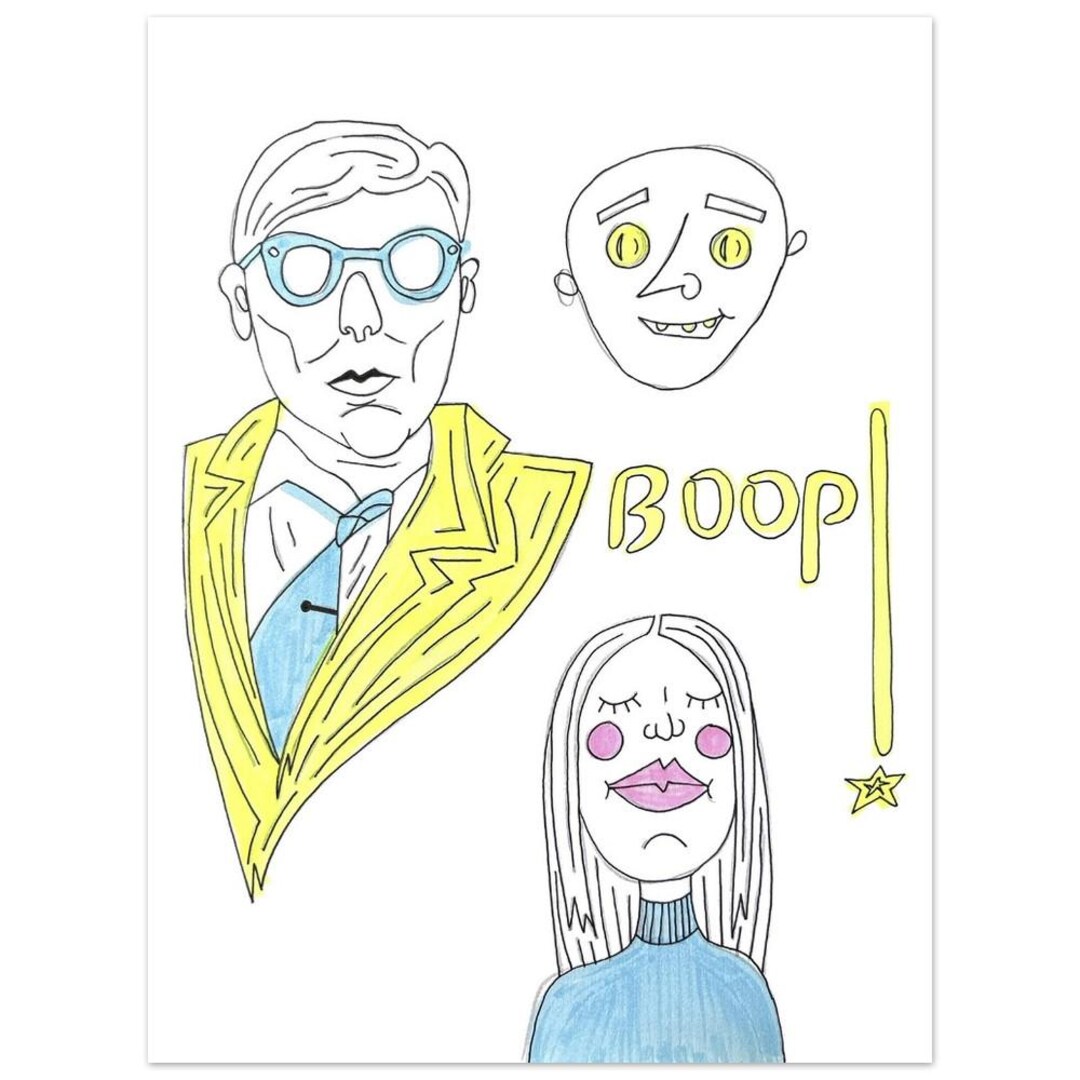 Colorful Faces Art Print, Lowbrow Poster, Random Weirdcore Drawing in ...