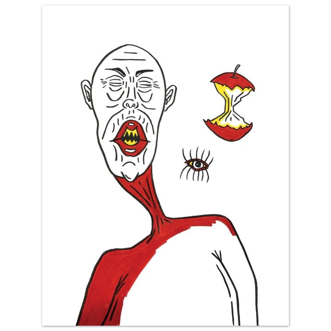 Poster of Portrait Art | Weirdcore Wall Decor | Hand-drawn Print ...