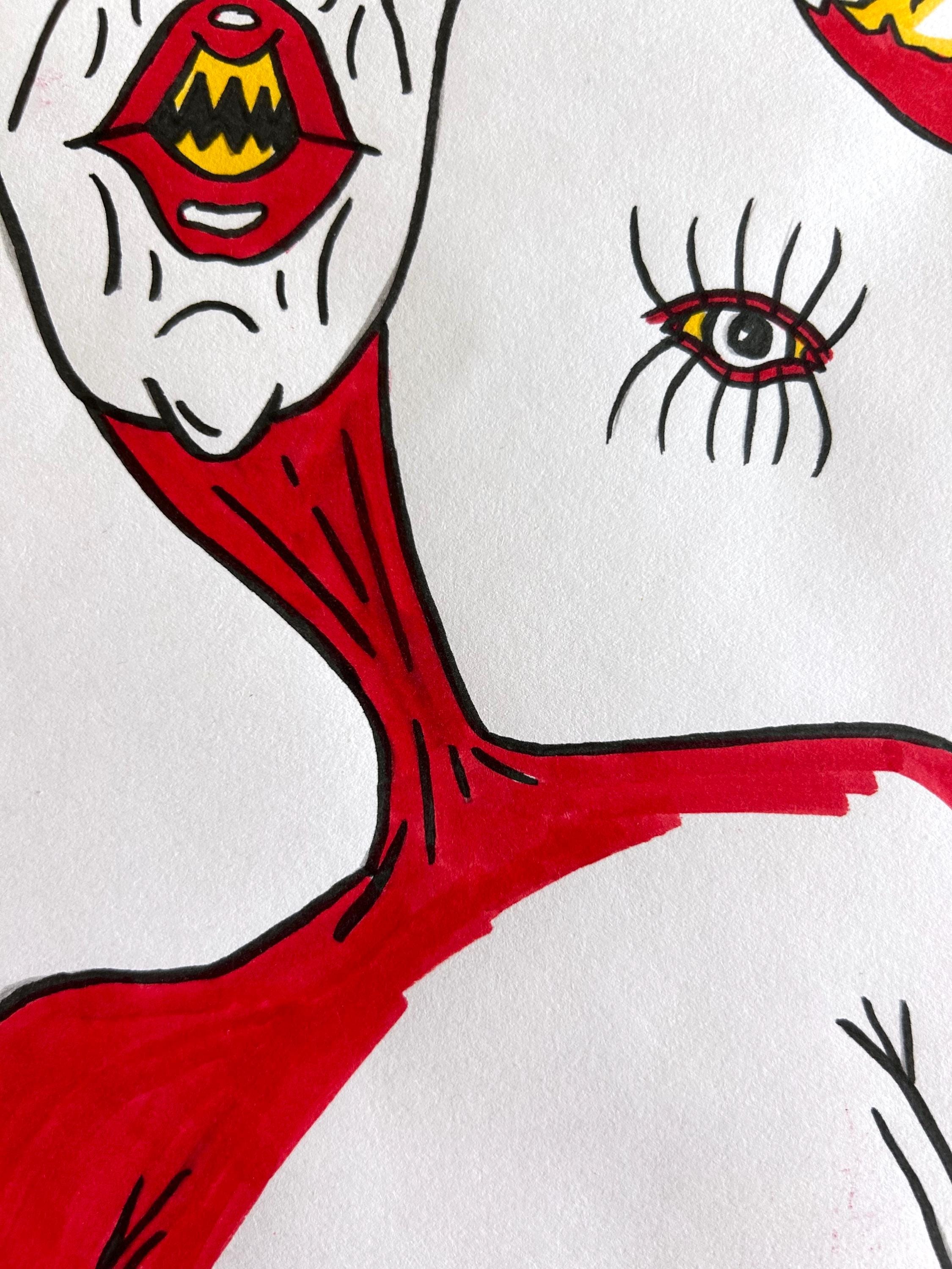 Poster of Portrait Art | Weirdcore Wall Decor | Hand-drawn Print ...