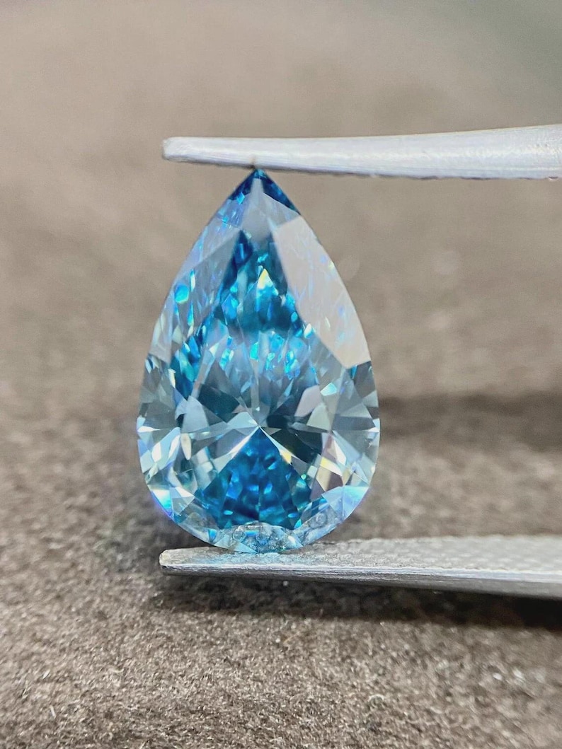 IGI Certified Blue Pear Diamond Cut Lab Grown Diamond (0.50-2.00 Ct) - Etsy