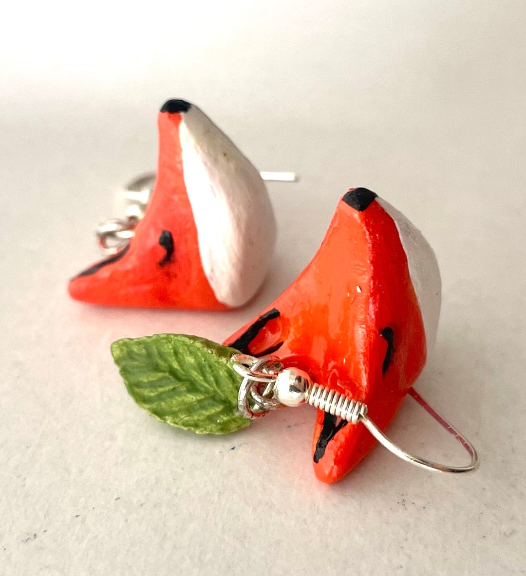 Handmade Fox Dangle Earring, Clay Animal Jewelry, Unique Special Gift ...