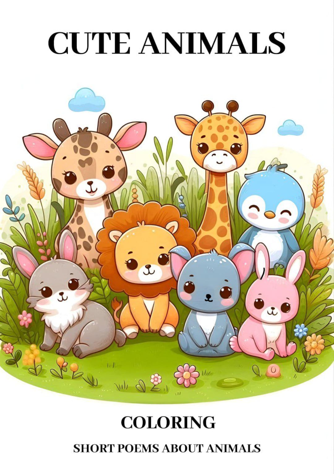 Kawaii Animal Coloring Pages With Poems: Kids Printable Activity (PDF ...