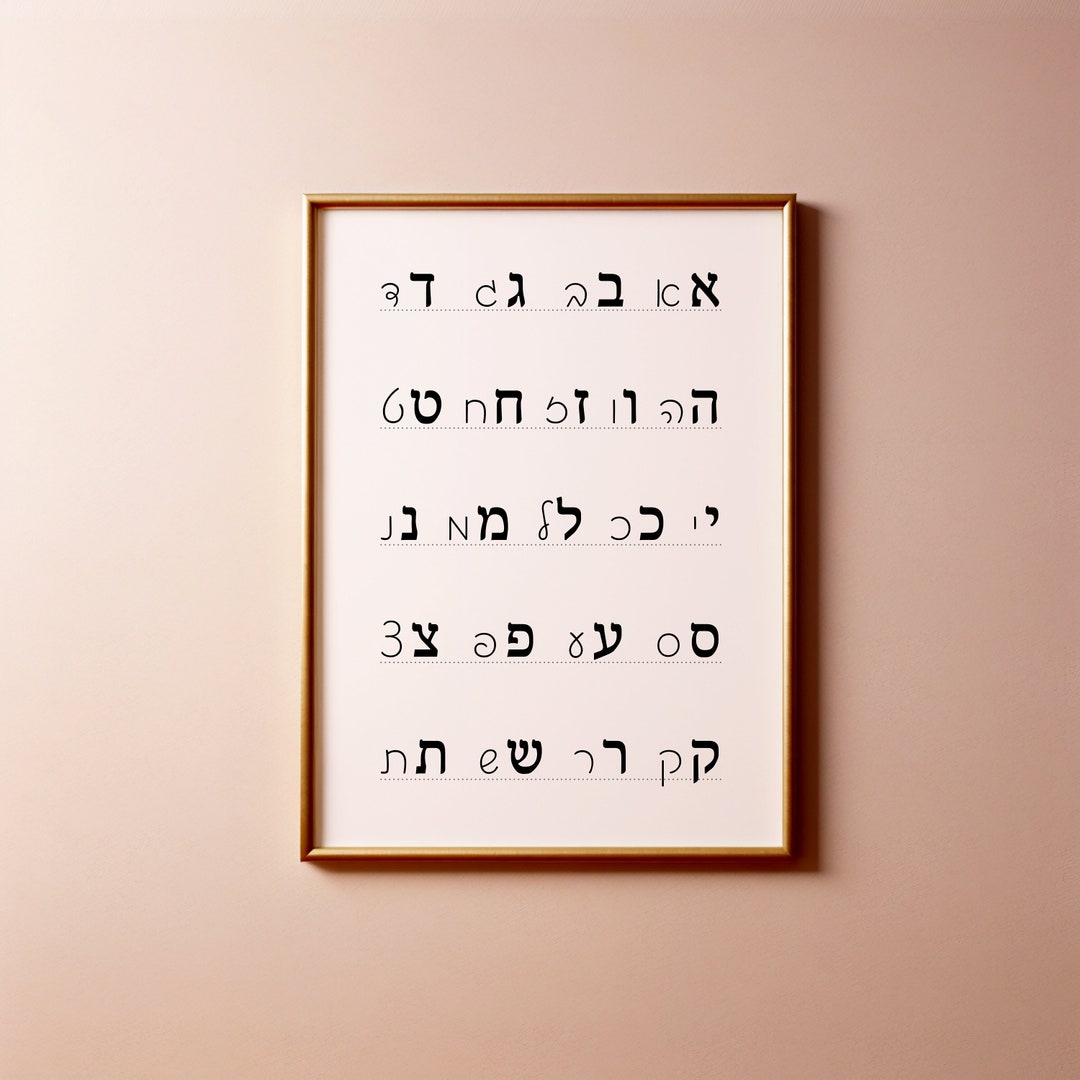 Hebrew Alphabet Letters Learning Chart, Jewish Elementary School Poster ...