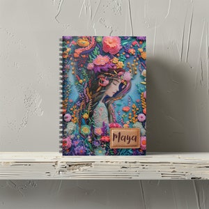 Embroidery Style Notebook, Spiral Notebook, Personalize Notebook, Lined ...