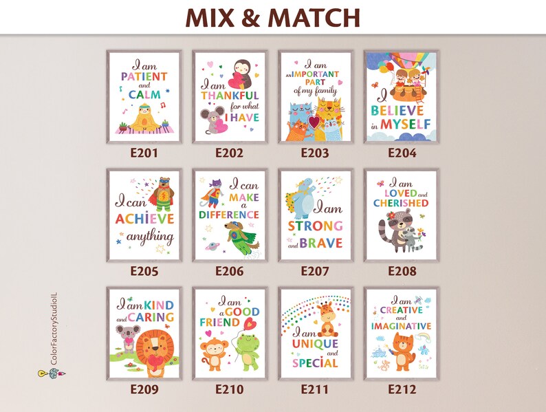 Affirmation Prints for Kids, Positive Affirmations Poster for Classroom ...