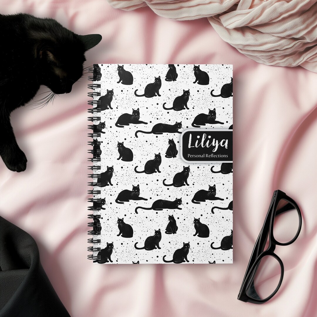 Cat Spiral Notebook, Personalize Notebook, Lined Notebook, Name ...