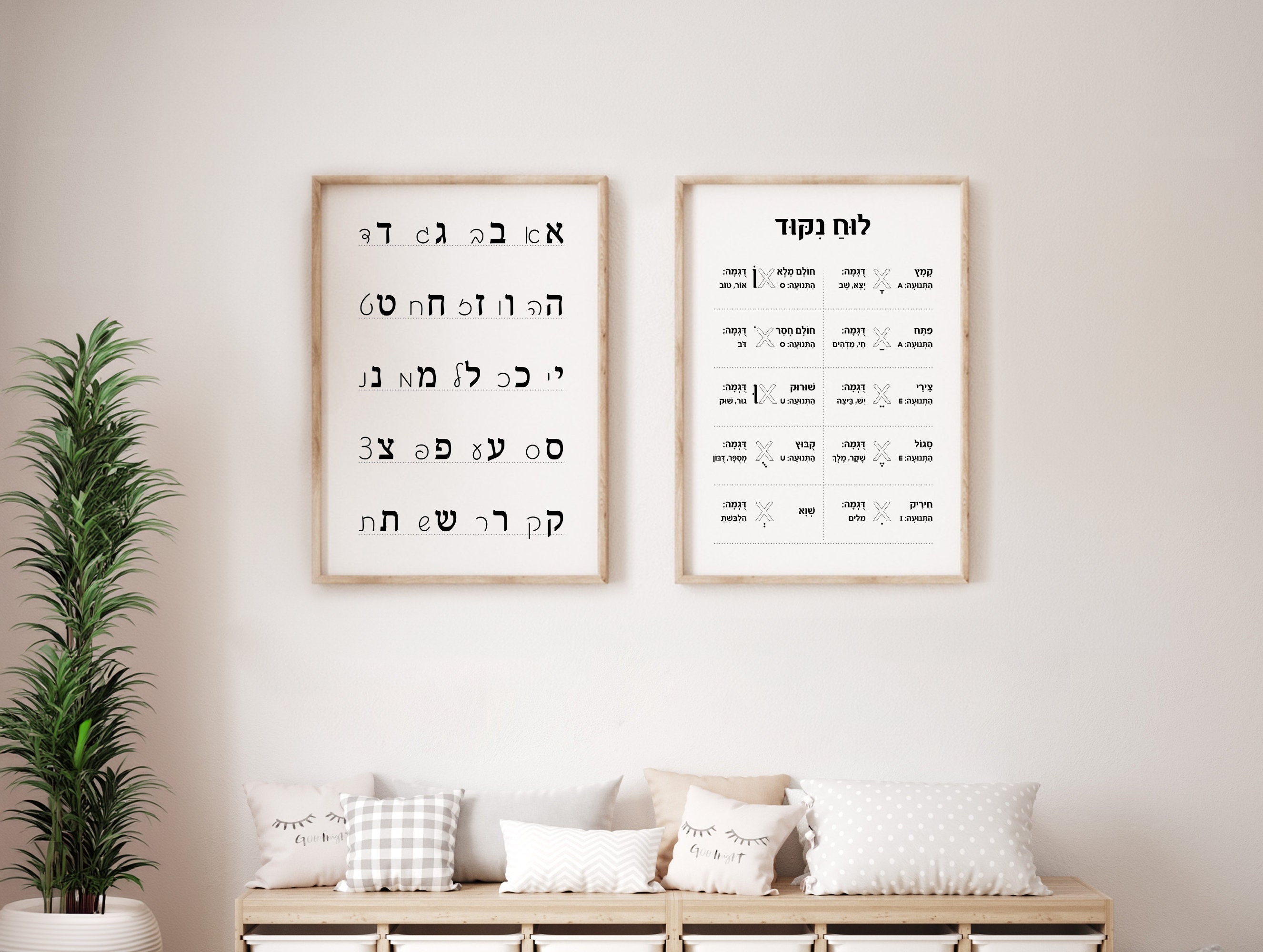 Hebrew Alphabet Letters Learning Chart, Jewish Elementary School Poster ...