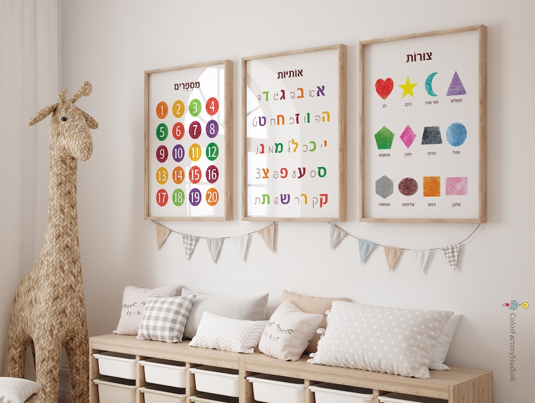 Hebrew Educational Posters, Learn Shapes, Hebrew Alphabet, Jewish ...