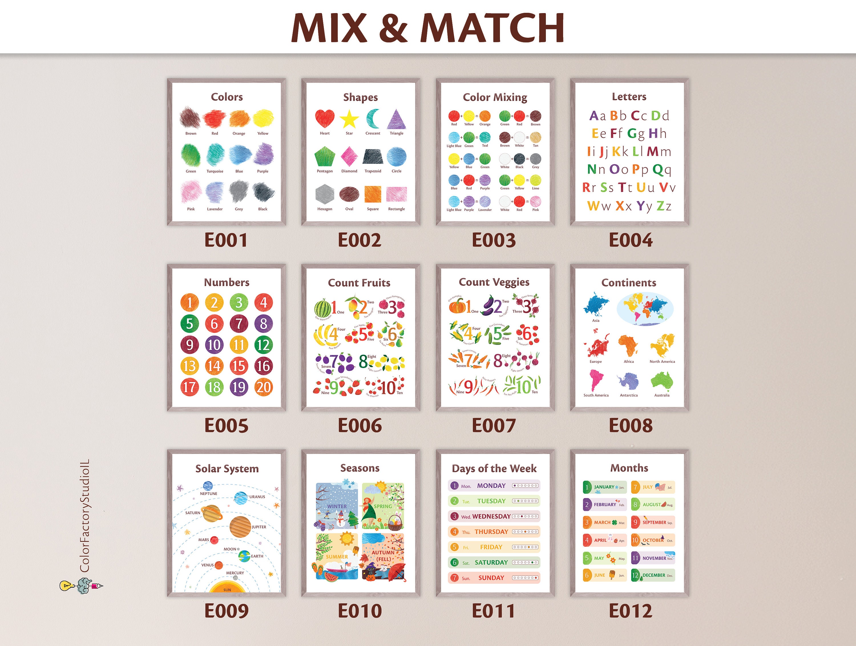 English Educational Print, Colors Learning Poster, for Classroom ...