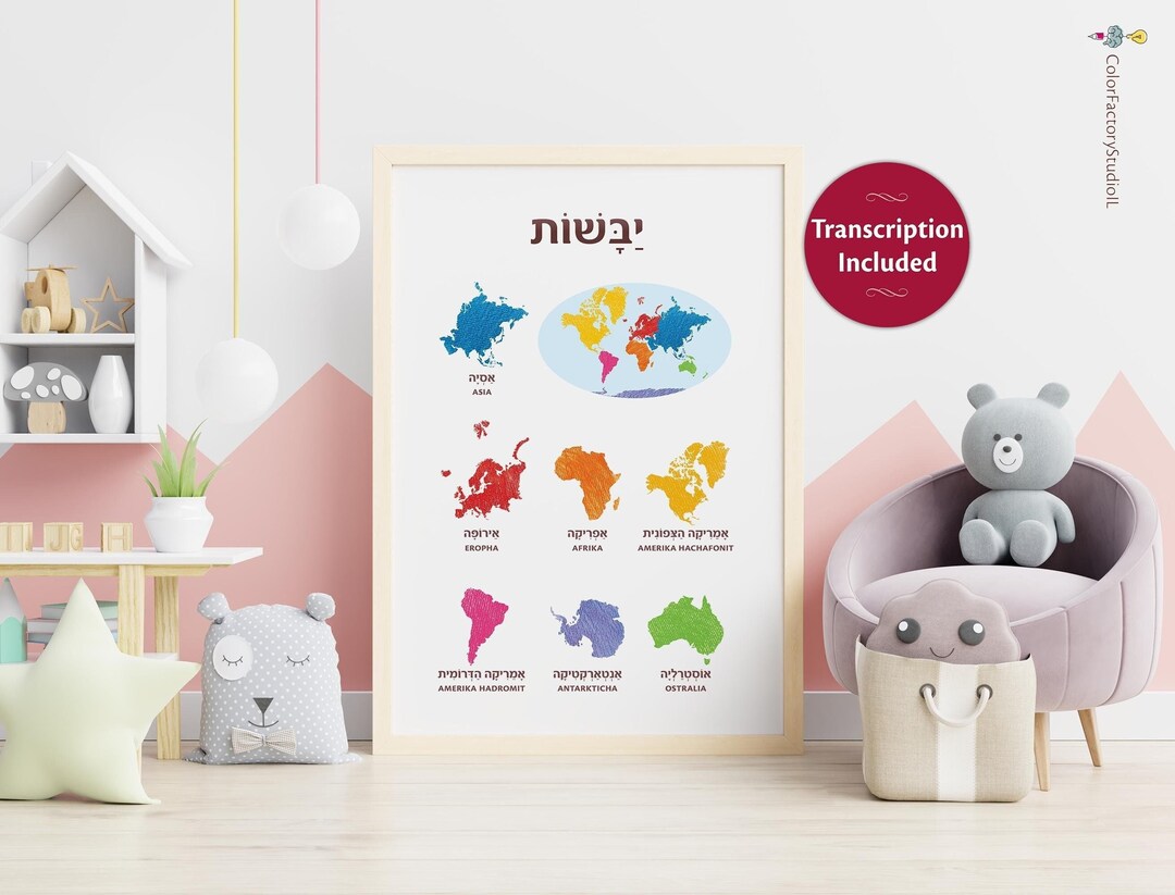 Hebrew Learning Posters, Jewish Classroom Educational Prints, Israel ...