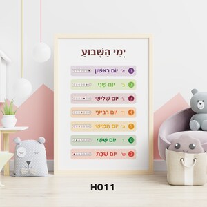 Hebrew Educational Posters, Seasons Learning Chart, Days of the Week ...