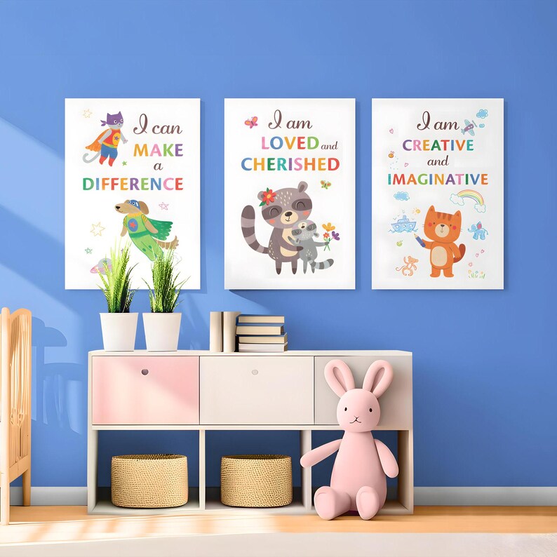 Positive Affirmations for Kids Set of 12 Posters for Elementary School ...