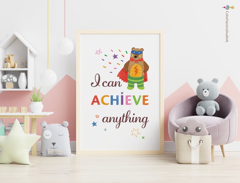 Positive Affirmation Poster for Kids, I Can Achieve Anything, Poster ...