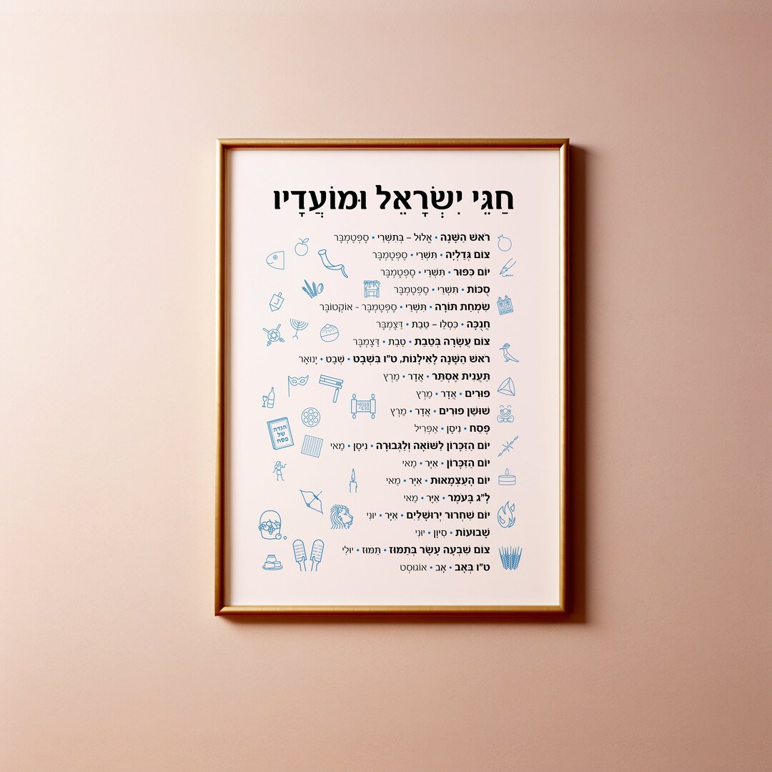 Jewish Holidays and Special Days, Hebrew Learning Posters, Jewish ...