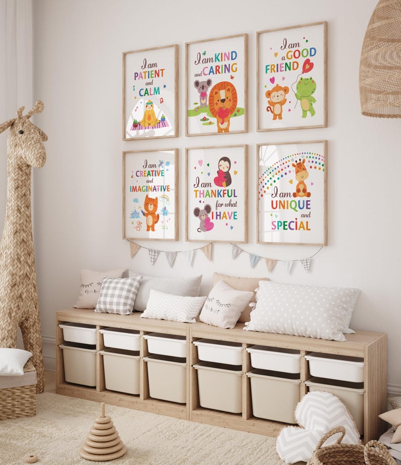 Positive Affirmations for Kids Set of 12 Posters for Elementary School ...