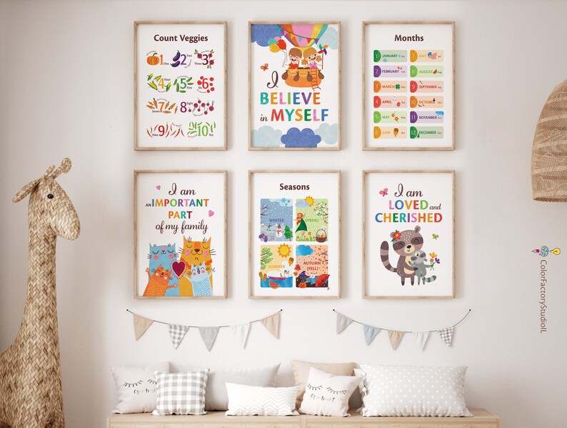 Affirmation Posters for Kids, Set of 6 Positive Posters, Educational ...