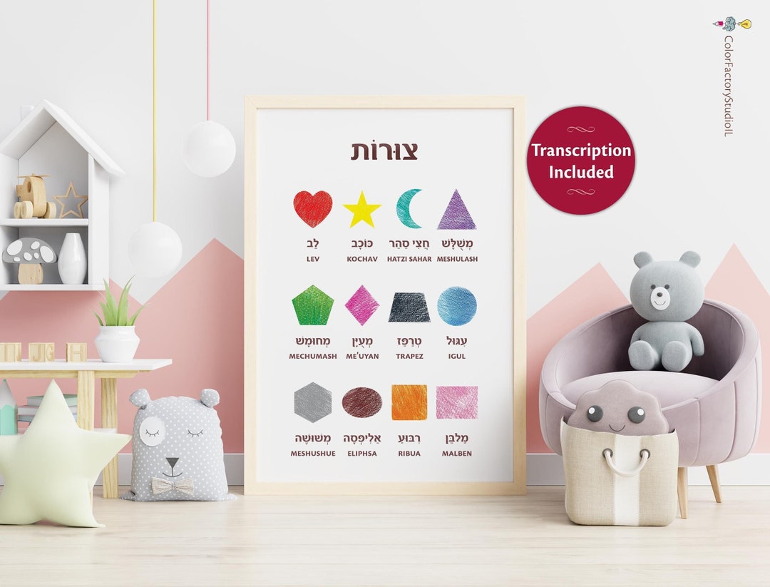 Hebrew Learning Posters, Jewish Classroom Educational Prints, Israel ...