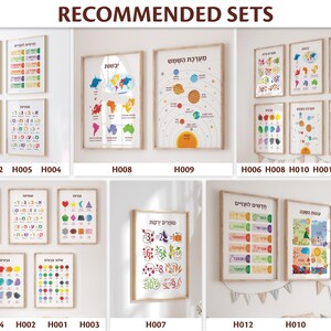 Hebrew Learning Posters, Set of 6 Jewish Classroom Educational Prints ...