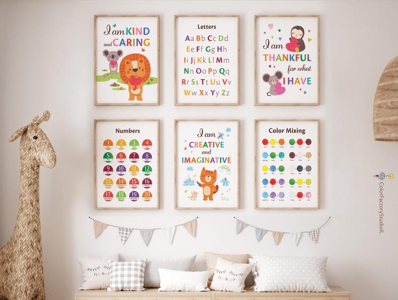 Elementary School Educational Posters, Set of 6 Learning Prints, for ...