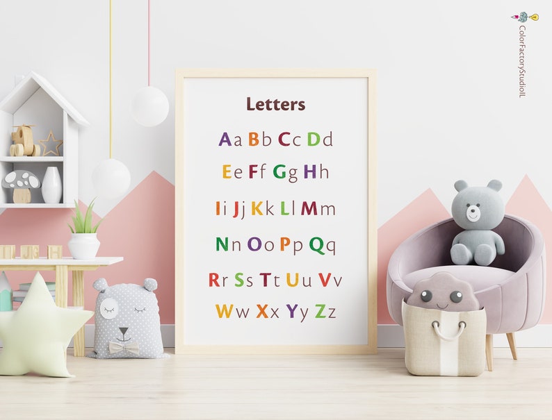 Preschool Educational Print, Alphabet Poster, for Playroom, Gender ...