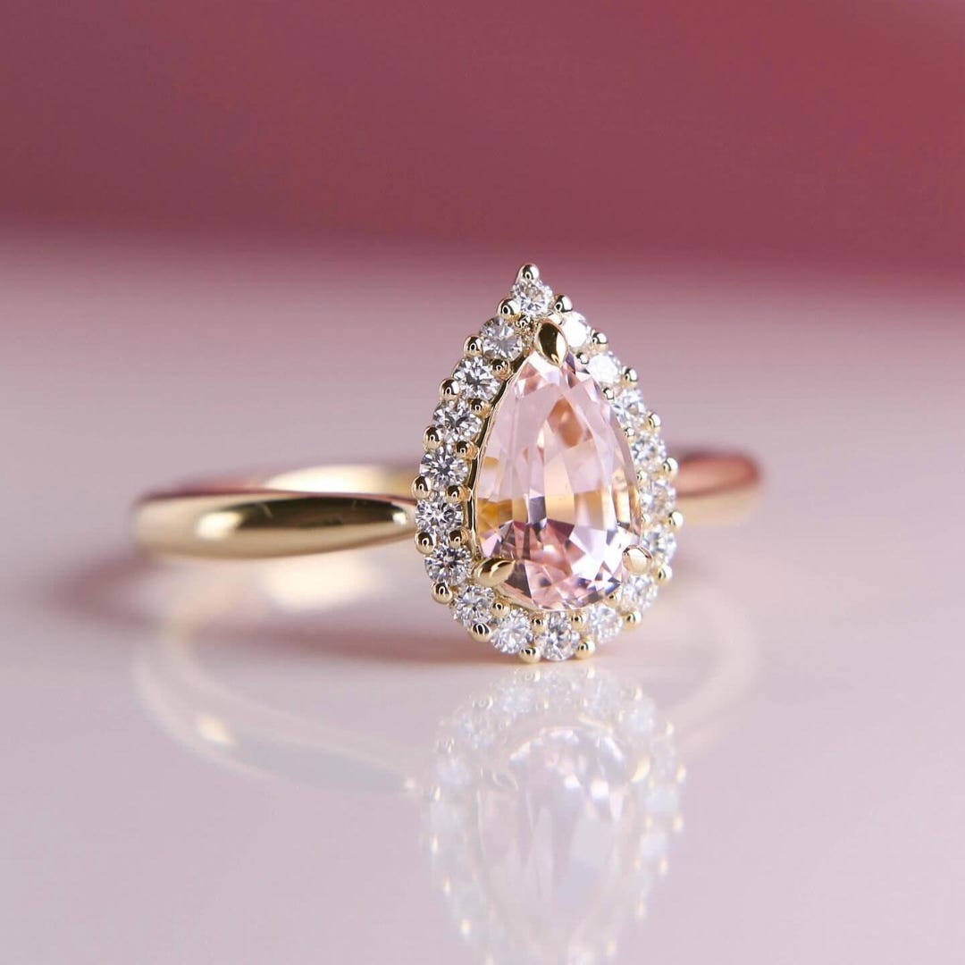 Handmade Pink Moissanite Engagement Ring: Vintage Sterling Silver ...