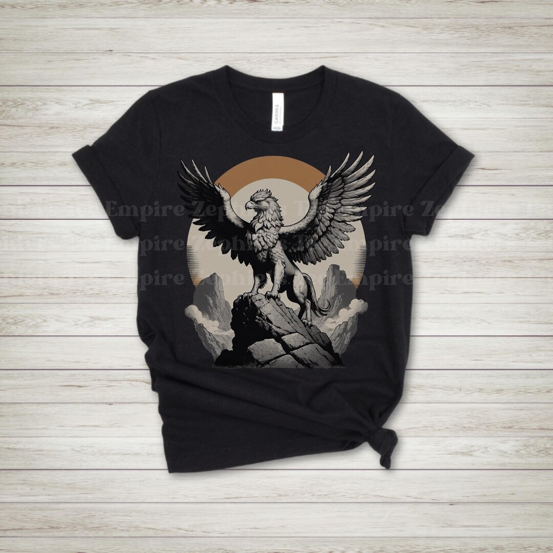 Griffin on a Mountain Tshirt, Vintage Tshirt, Retro Tee, Old School ...