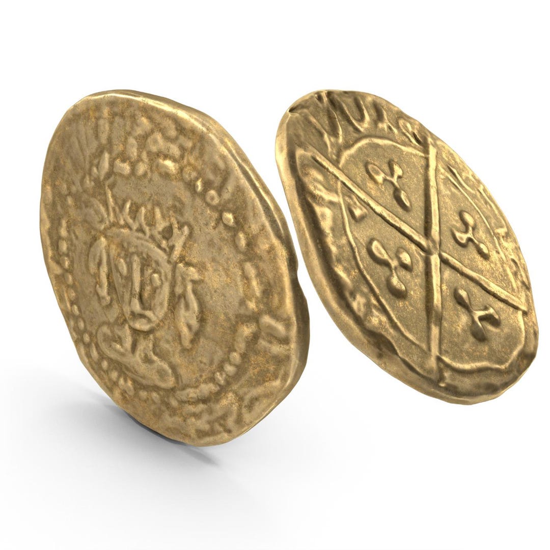 Medieval Gold Coin With Crowned Emblem and Cross - Etsy
