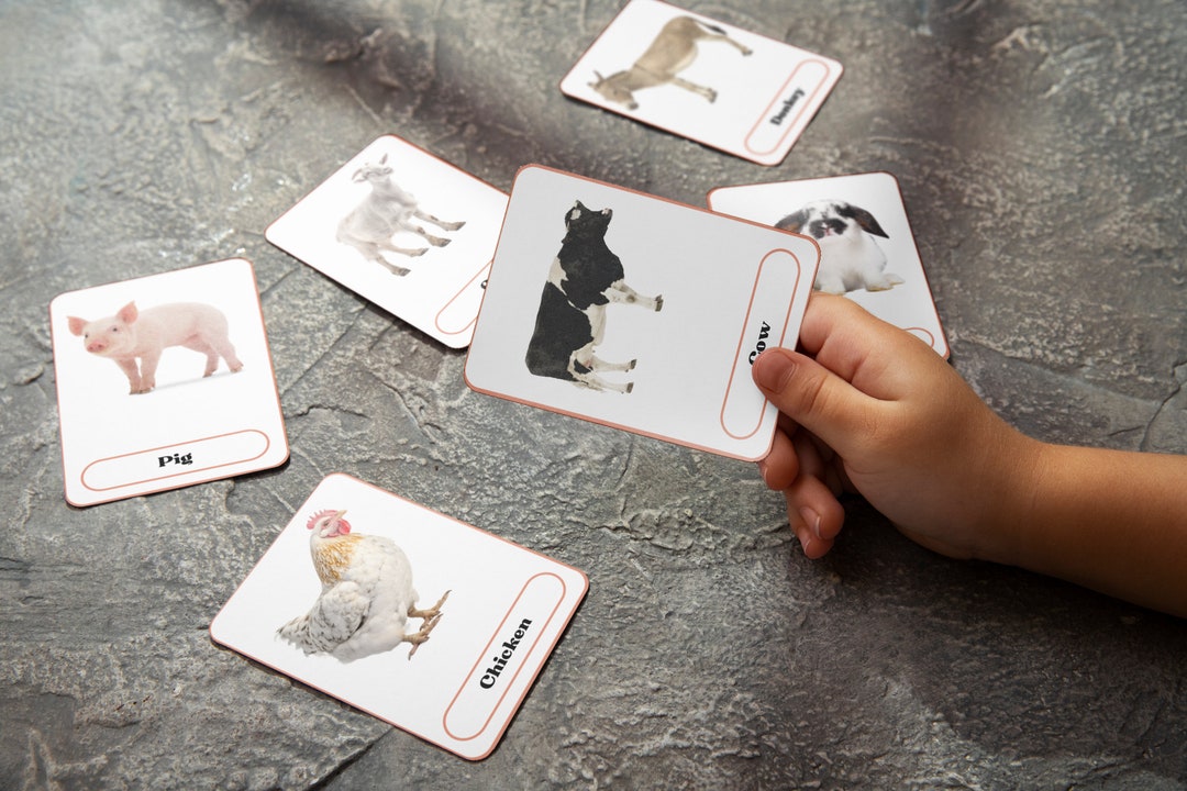 13 Farm Animals Montessori Downloadable Flashcards With Names and ...