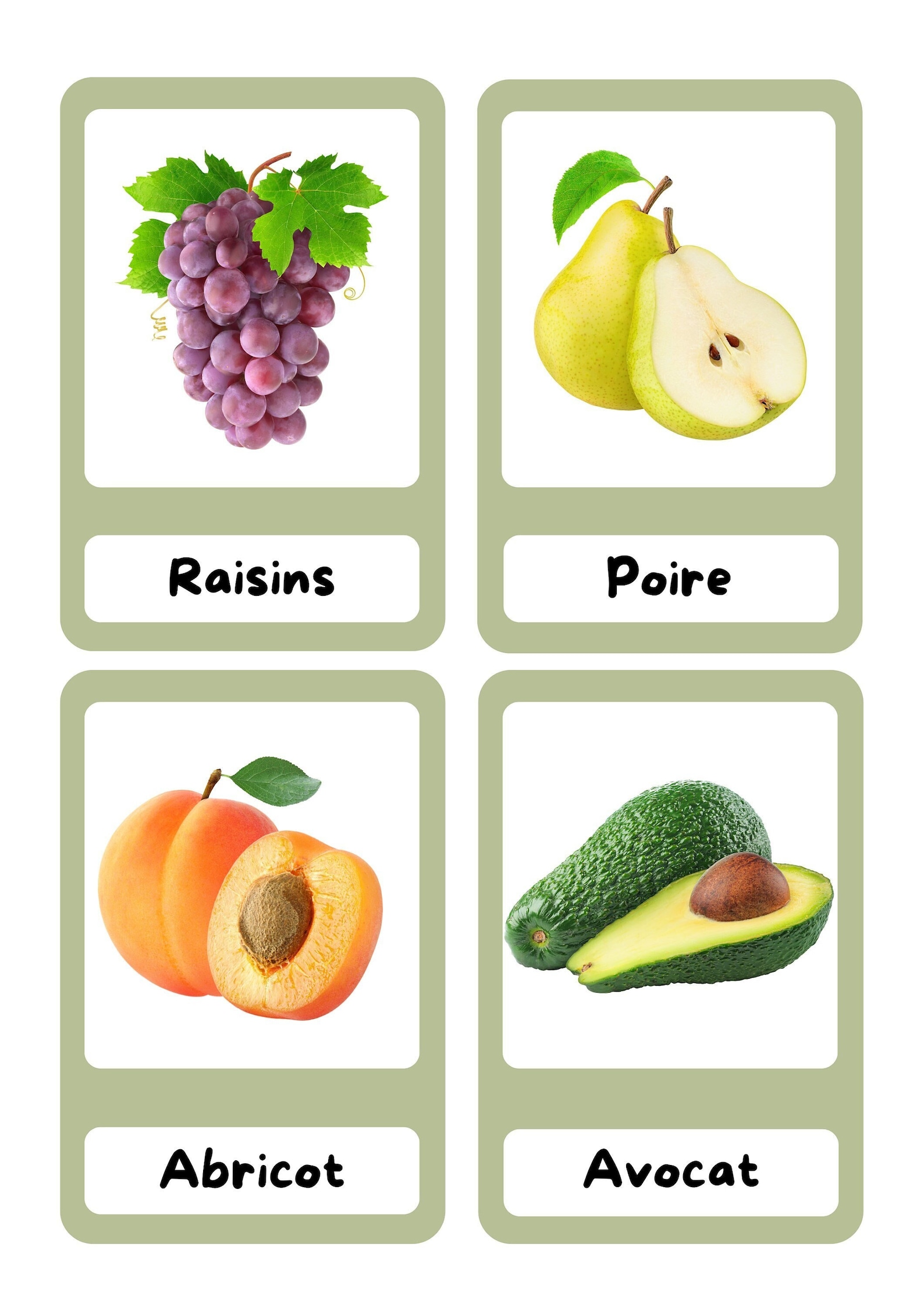 32 Cartes Mémoire - Thème Fruits | Images Réelles / Cartes Montessori ...