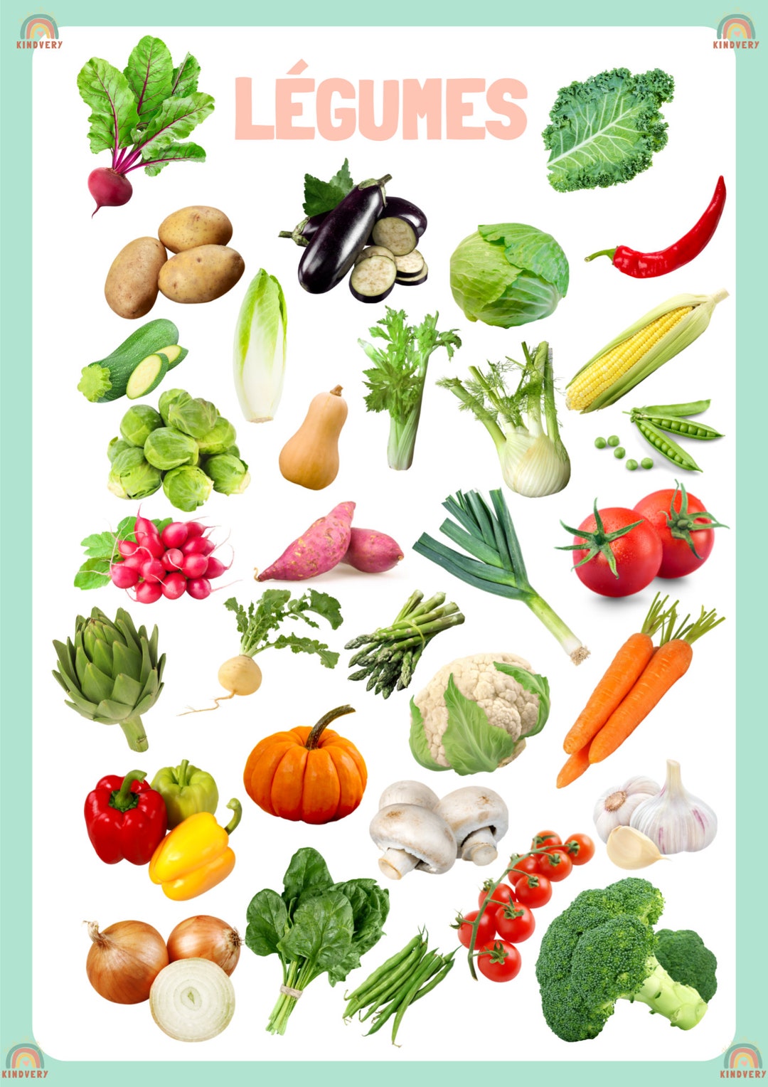 32 Cartes Mémoire - Thème Légumes | Images Réelles / Cartes Montessori ...