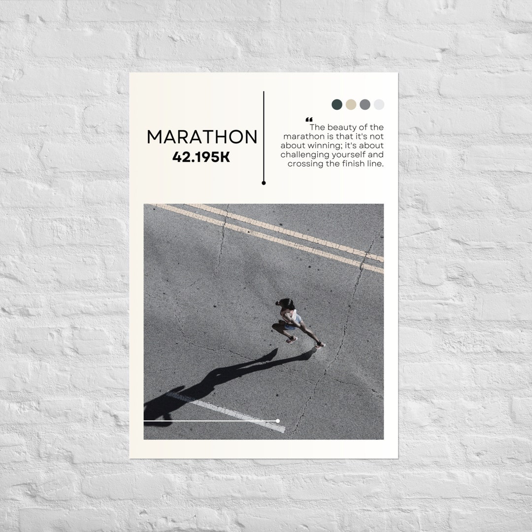 High Quality Marathon Poster Inspirational Quote Perfect Decoration for ...