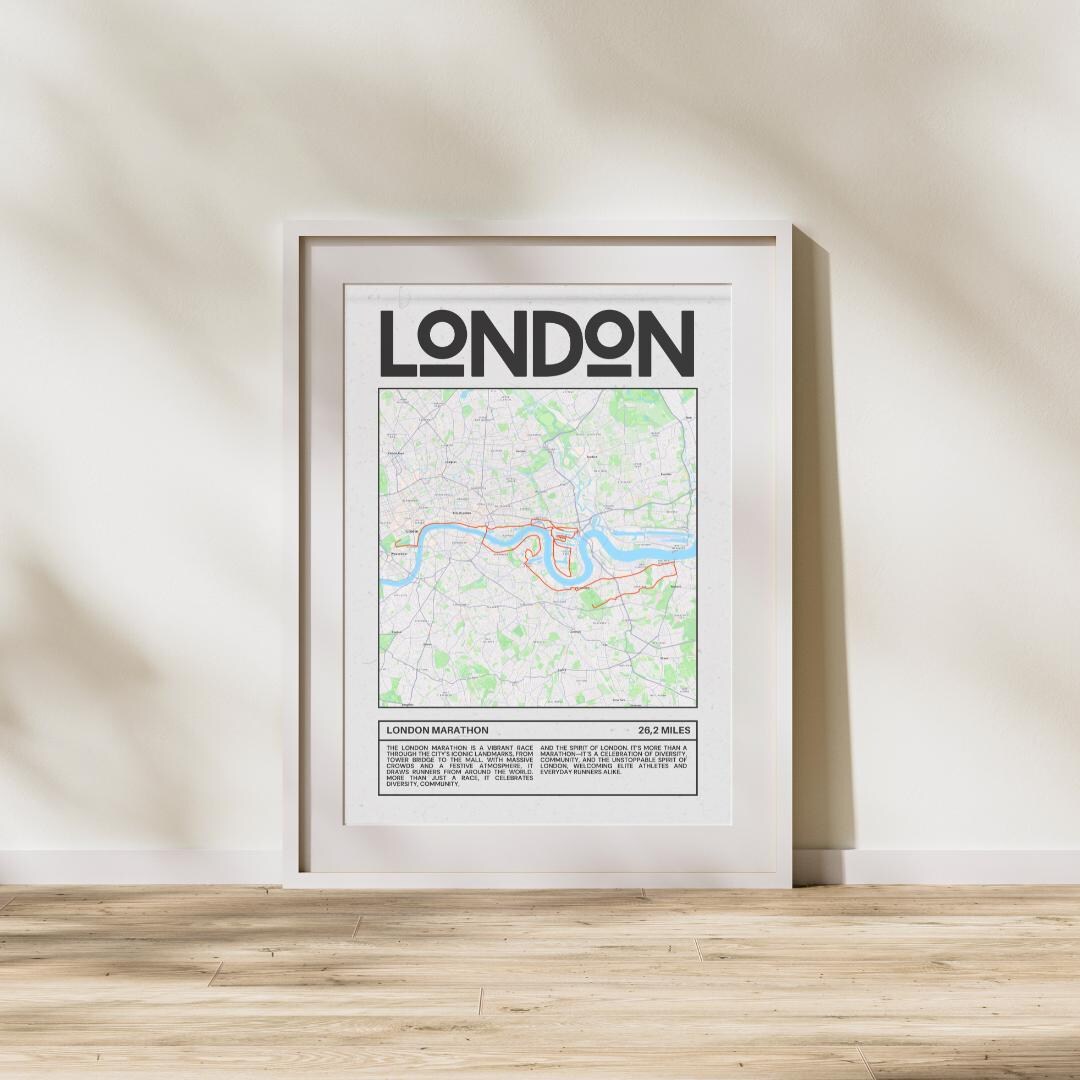 London Marathon Poster – 26.2 Mile Running Poster, Minimalist Marathon ...