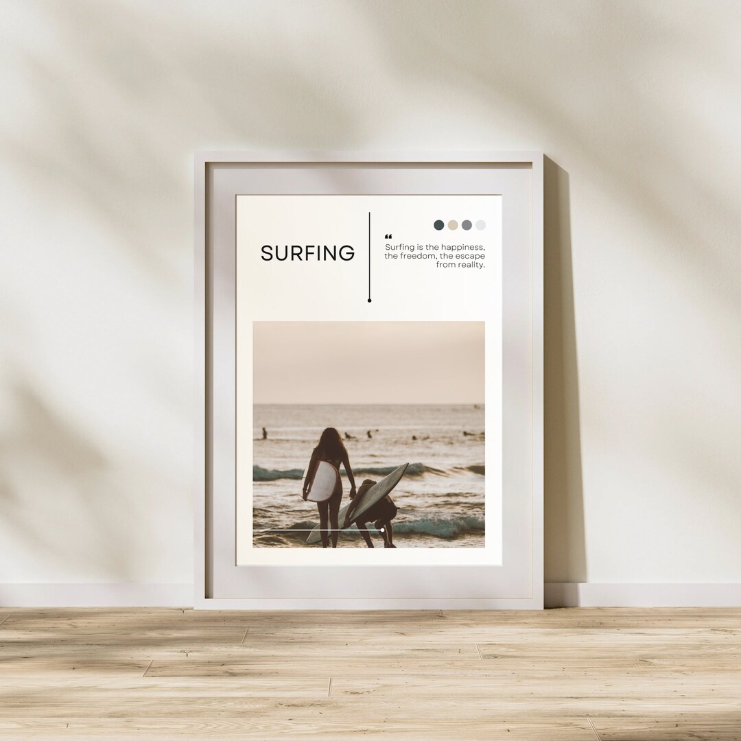 Surfing & Wave Riding Poster – Minimalist Surf Wall Art, Gift for ...