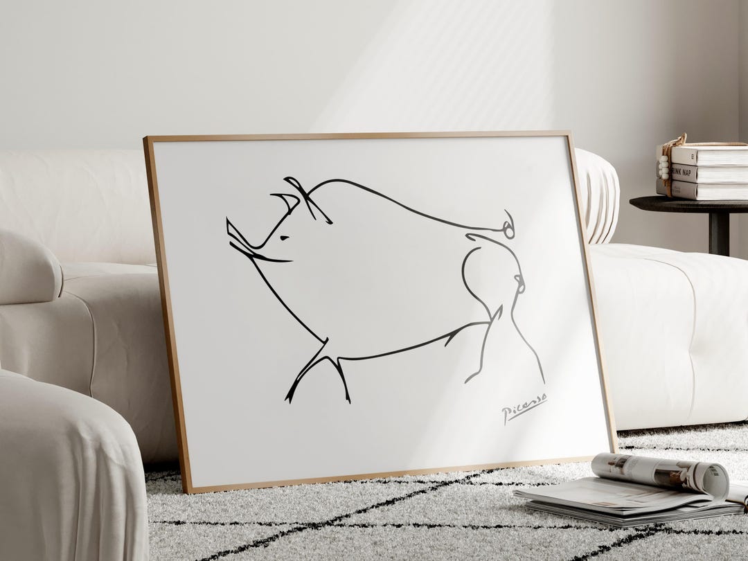 Picasso Pig Print: Minimalist Line Drawing, Modern Animal Art (digital ...