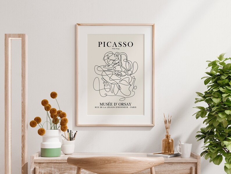 Picasso the Hug Print | Picasso Poster | one Line Art | Minimalist ...