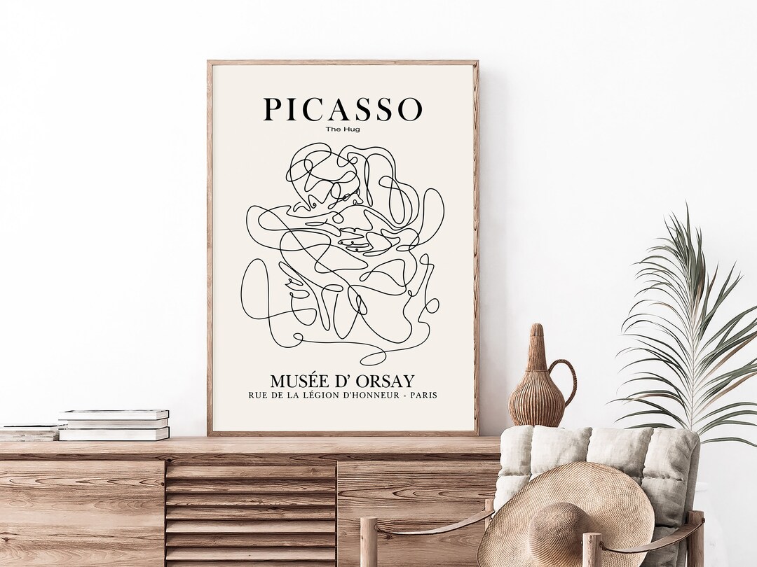Picasso the Hug Print | Picasso Poster | one Line Art | Minimalist ...