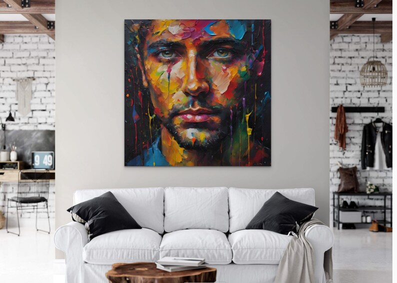 MAN Oil PAINTING Handsome Guy Wall Art Unique Poster Print Instant ...