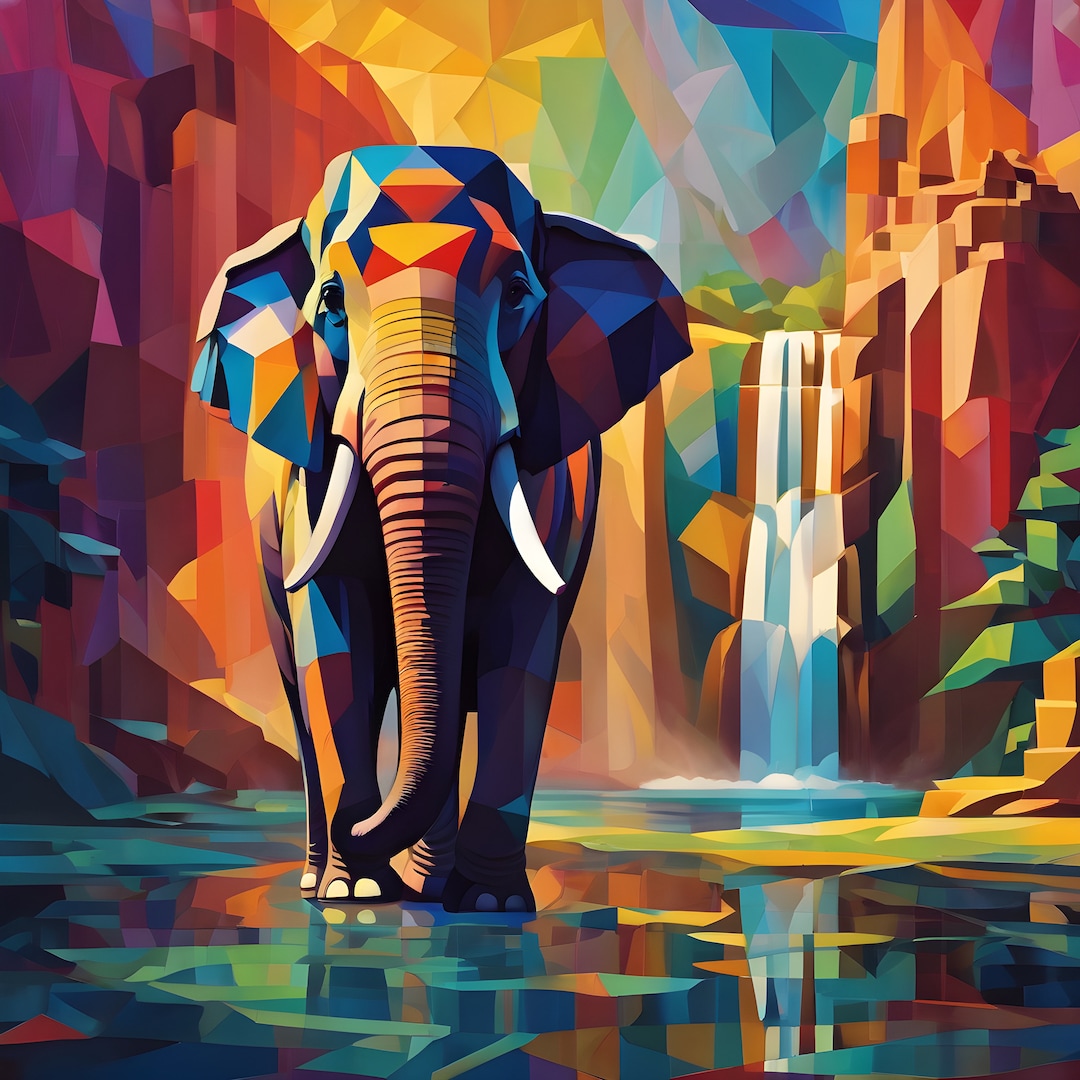 Elephant Abstract Art Safari Animal Poster Elephant Wall Decor Instant ...