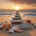 Balancing STONE SEASHELL Zen Wall ART, Beach Pebble Stone Stacked Rocks ...