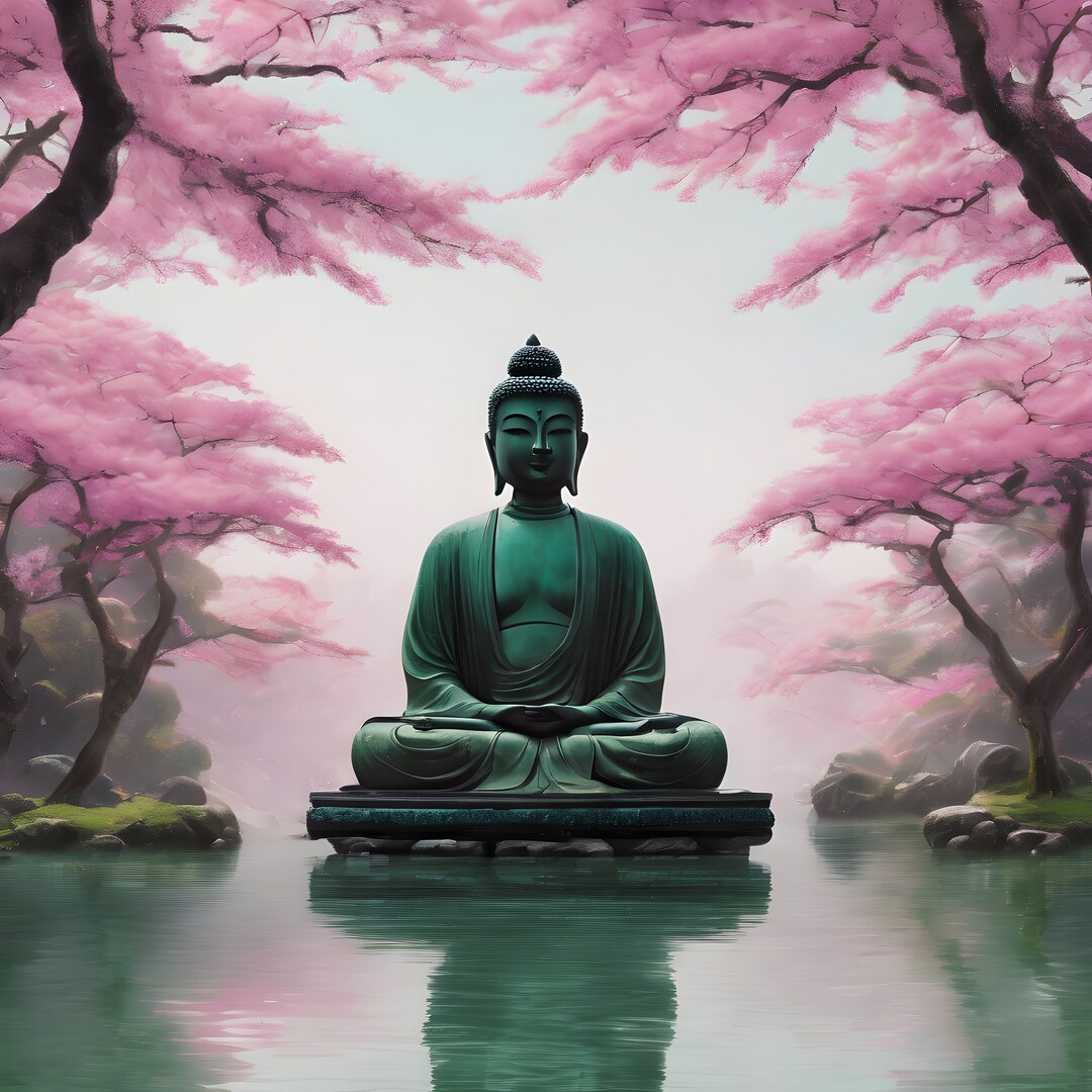 Meditating Buddha Lotus Flowers Zen Art Buddhist Water Lily Relaxing ...
