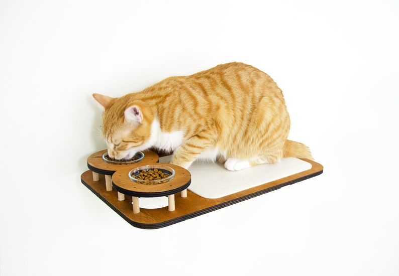 Cat Wall Feeding Shelf, Modern Cat Wall Shelves, Cat Play Furniture ...