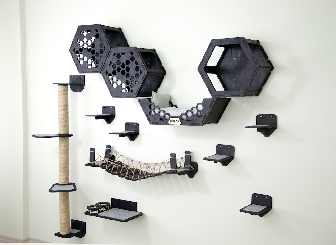 Cat Furniture Wall, Modern Cat Wall Shelves, Cat Wall Bed, Cat Bridge ...