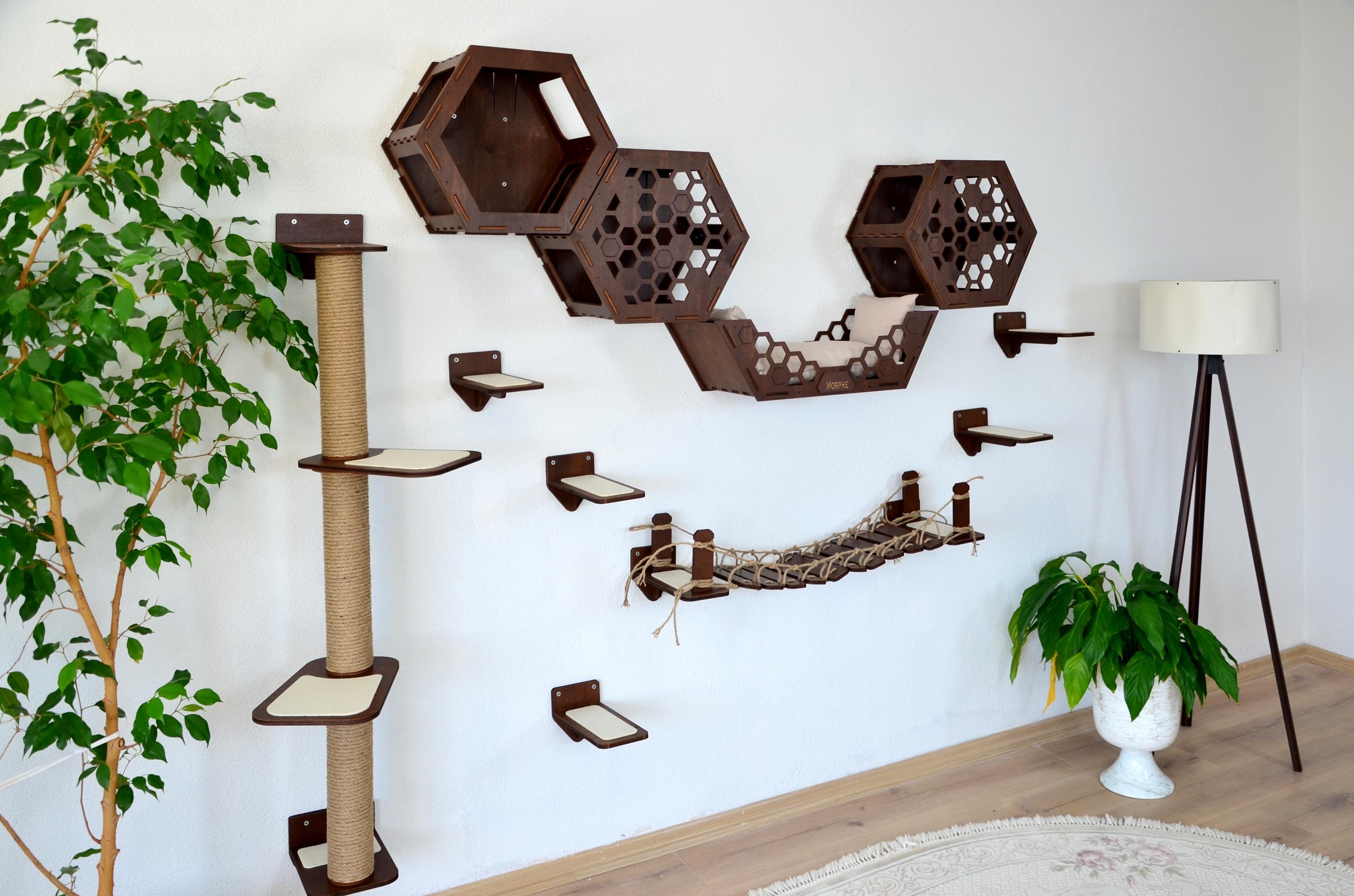 Modern Cat Tower Wall Furniture, Cat Climbing Wall Shelves for Jungle ...