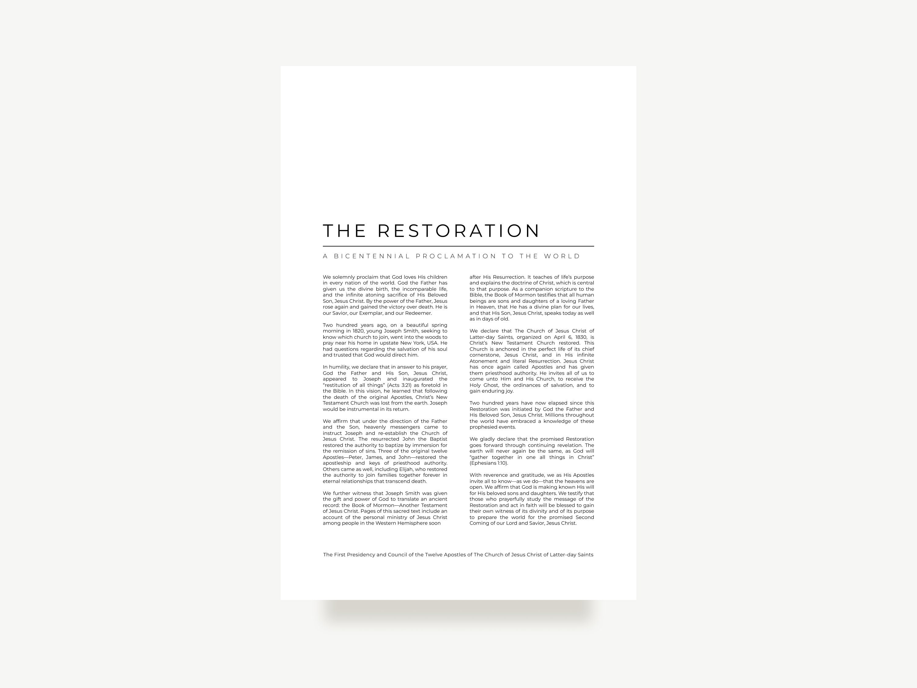 Living Christ, Family Proclamation, and Restoration Proclamation Bundle ...